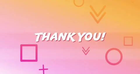 Animation of thank you text over symbols... | Stock Video | Pond5