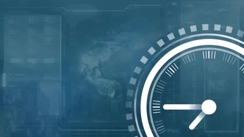 Animation of ticking clock over interfac... | Stock Video | Pond5