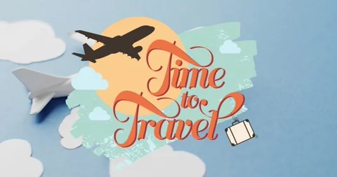 Animation of time to travel text over pl... | Stock Video | Pond5