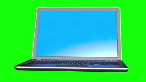 animation toon laptop 3d render on a gre... | Stock Video | Pond5