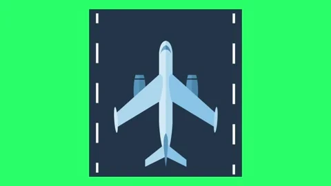 Animation top view airplane on green scr... | Stock Video | Pond5