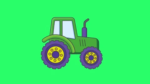 Animation tractor on green background. | Stock Video | Pond5