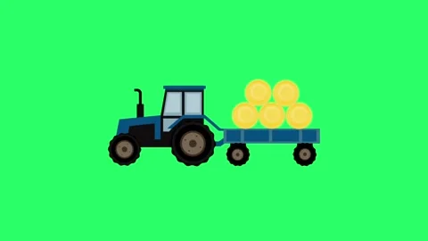 Animation tractor on green screen. | Stock Video | Pond5
