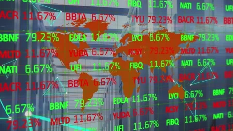 Animation of trading board, map and conn... | Stock Video | Pond5