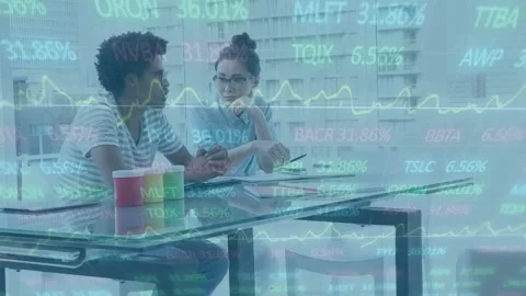Animation of trading board over diverse ... | Stock Video | Pond5