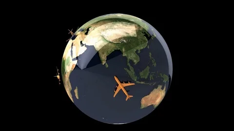 Animation of travel around the world in ... | Stock Video | Pond5