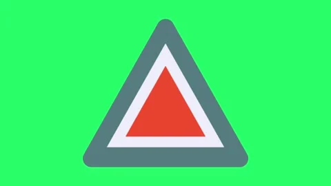 Animation triangle warning sign on green... | Stock Video | Pond5
