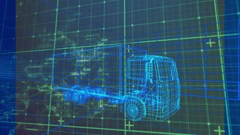 Animation of truck with graphical user i... | Stock Video | Pond5