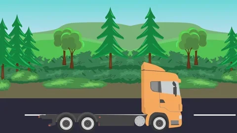 Animation of truck running on the way, n... | Stock Video | Pond5
