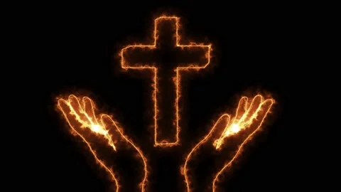 Animation of two hands and the cross of ... | Stock Video | Pond5