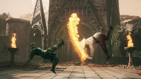 Animation of the two warriors battling i... | Stock Video | Pond5