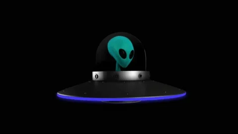 Animation UFO and Alien on black backgro... | Stock Video | Pond5