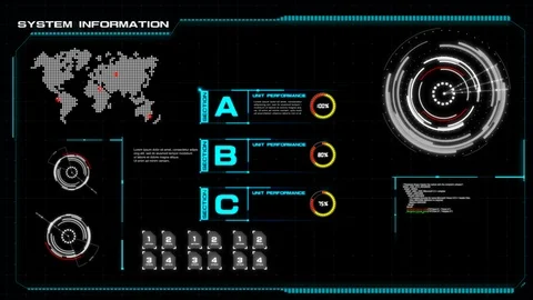 Animation of user interface HUD on dark ... | Stock Video | Pond5