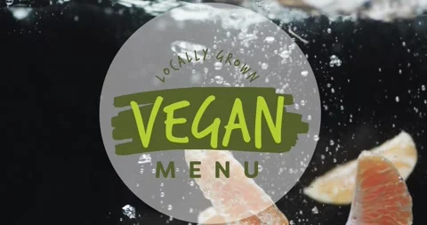 Animation of vegan menu text over fruit ... | Stock Video | Pond5