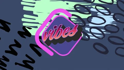 Animation of vibes text over shapes on b... | Stock Video | Pond5