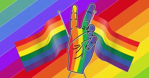 Animation of victory hand sign and flags... | Stock Video | Pond5