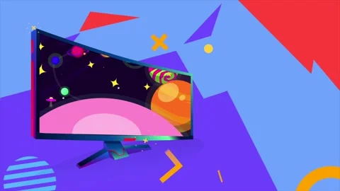 Animation video about monitor gaming on ... | Stock Video | Pond5
