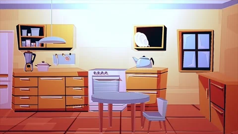 Animation video background kitchen inter... | Stock Video | Pond5