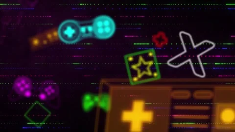 Animation of video game concept icons ov... | Stock Video | Pond5