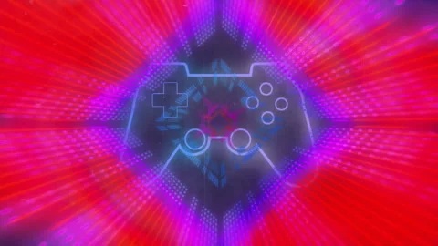Animation of video game pad neon icon on... | Stock Video | Pond5