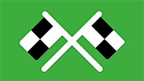 Animation video racing flags sign on gre... | Stock Video | Pond5