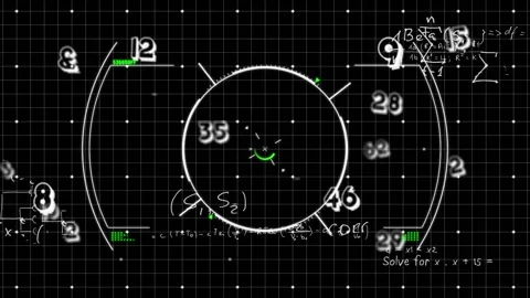 Animation of viewfinder, math formulas a... | Stock Video | Pond5