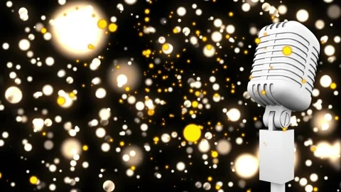 Animation of vintage microphone and dots... | Stock Video | Pond5