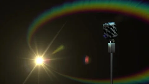 Animation of vintage microphone on black... | Stock Video | Pond5