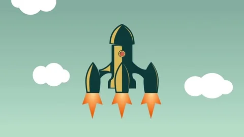 Animation of vintage rocket flying to sp... | Stock Video | Pond5