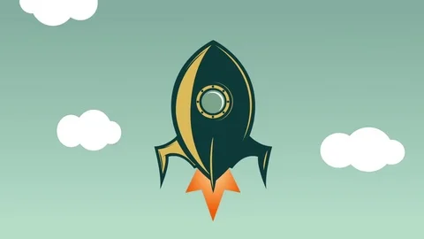 Animation of vintage rocket flying to sp... | Stock Video | Pond5