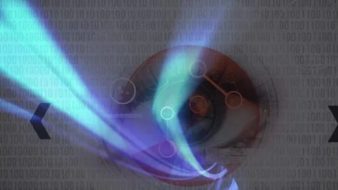 Animation of violet lines over female ey... | Stock Video | Pond5