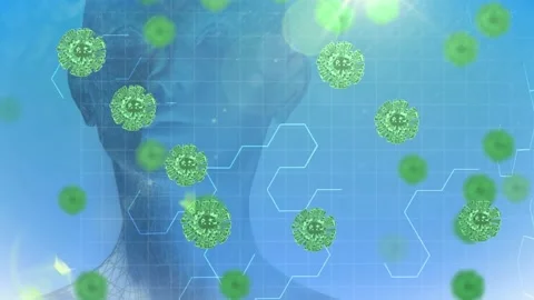 Animation of virus cells over human mode... | Stock Video | Pond5