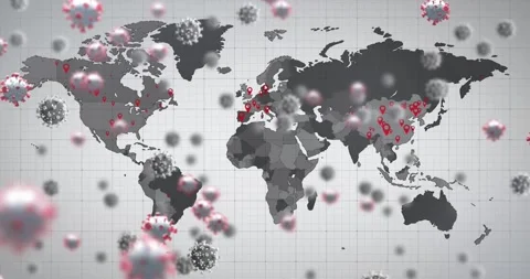 Animation of virus cells over world map ... | Stock Video | Pond5