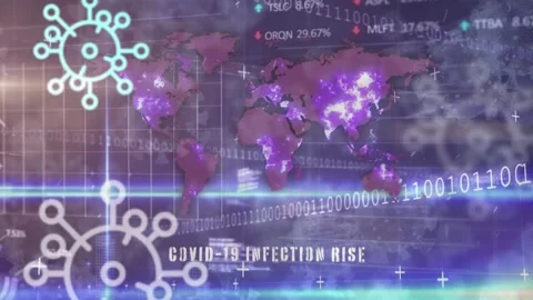 Animation of virus cells over world map ... | Stock Video | Pond5
