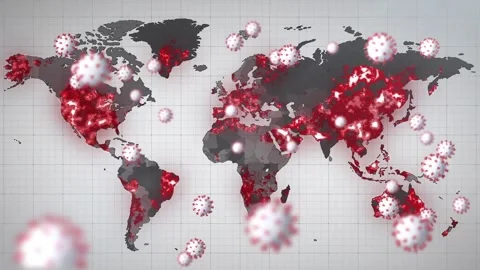 Animation of virus cells over world map | Stock Video | Pond5