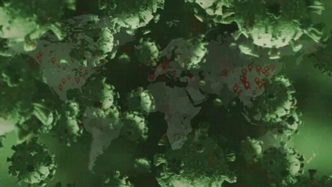 Animation of virus cells over world map | Stock Video | Pond5