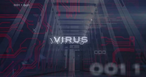 Animation of virus text, binary codes an... | Stock Video | Pond5