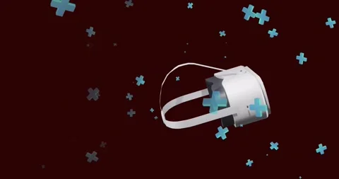 Animation of vr headset over blue crosse... | Stock Video | Pond5