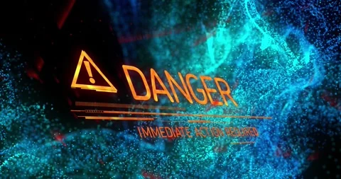 Animation of warning symbol and danger t... | Stock Video | Pond5
