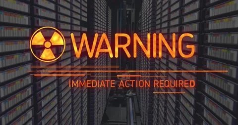 Animation of warning text and symbol ove... | Stock Video | Pond5