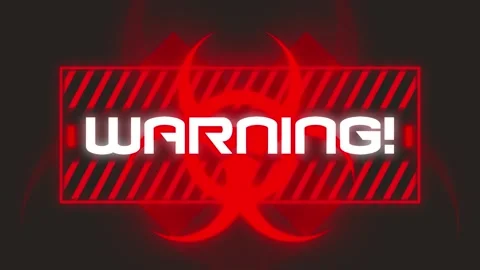 Animation of warning text over black bac... | Stock Video | Pond5