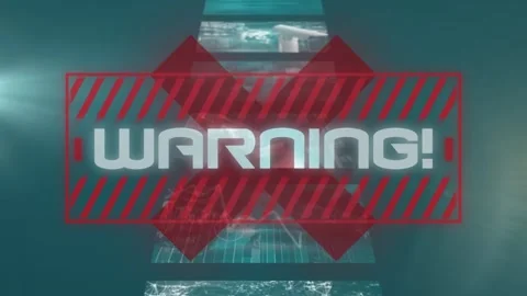 Animation of warning text with shooting ... | Stock Video | Pond5