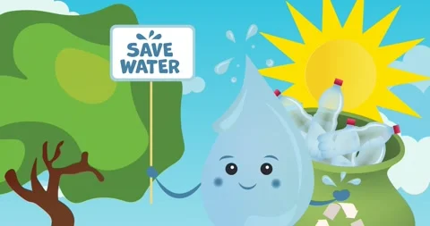 Animation of water drop with save water ... | Stock Video | Pond5