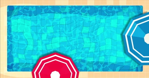 Animation of water pool top view. Palm l... | Stock Video | Pond5