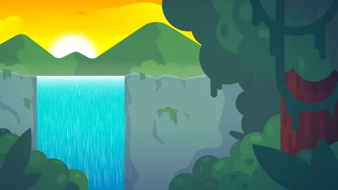 Animation of waterfall in tropical jungl... | Stock Video | Pond5