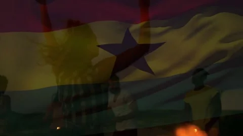 Animation of waving ghana flag over grou... | Stock Video | Pond5