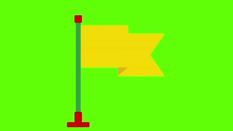 Animation of a waving yellow flag on a g... | Stock Video | Pond5