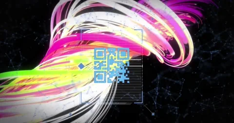 Animation of wavy lights and qr code on ... | Stock Video | Pond5