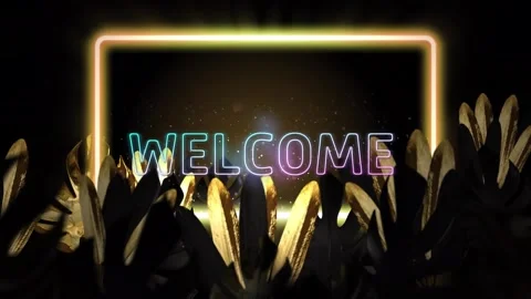 Animation of welcome text and neon frame... | Stock Video | Pond5