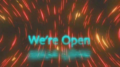 Animation of we're open text over light ... | Stock Video | Pond5